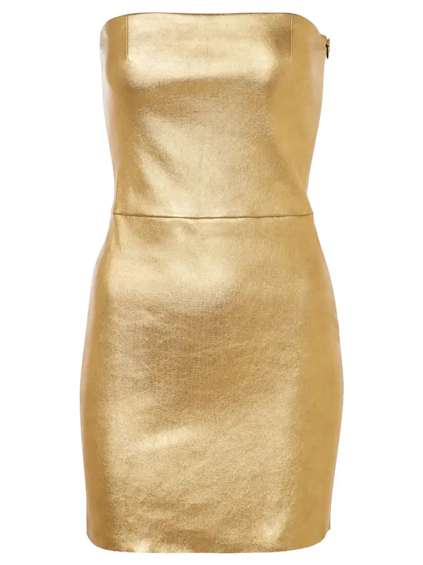 Stouls Amina Metallic Leather Minidress - Gold