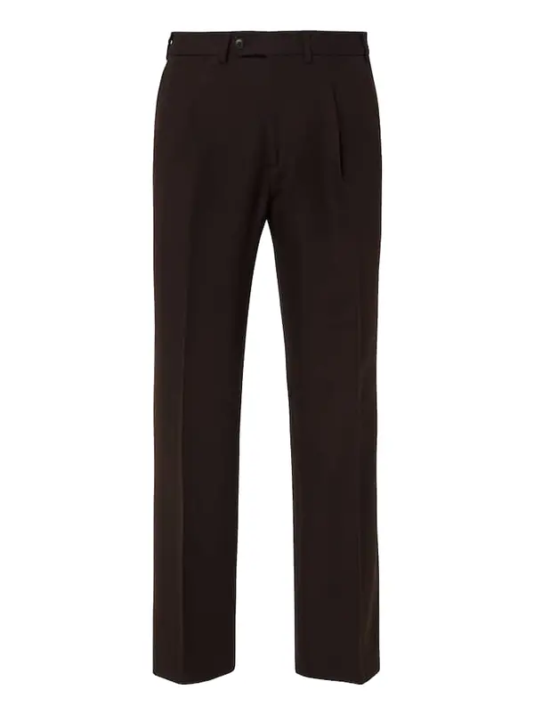SAMAN AMEL Amo Wool Twill Straight-leg Pants - Brown