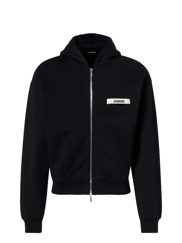 Jacquemus Gros Grain Cotton Zip-up Hoodie - Black