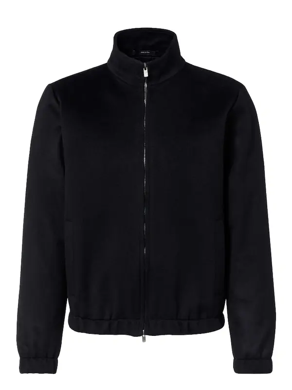 SAMAN AMEL Camillo Cashmere Bomber Jacket - Black