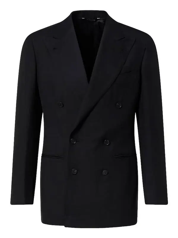 SAMAN AMEL Double-breasted Silk Blazer - Black