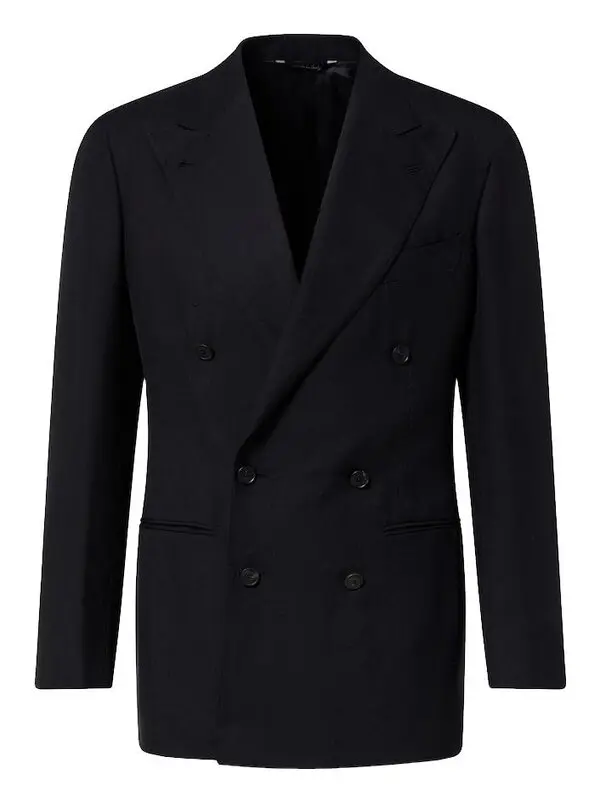 SAMAN AMEL Double-breasted Silk Blazer - Black