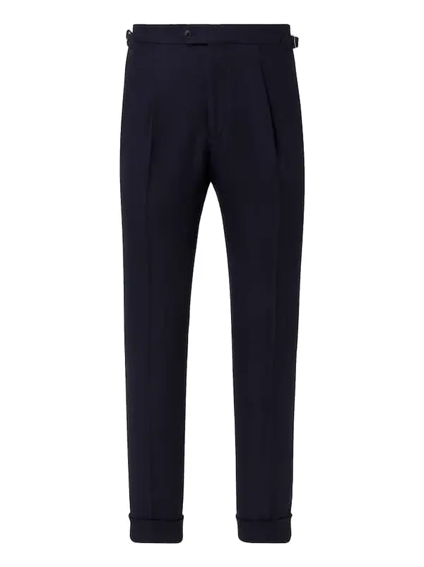 SAMAN AMEL Amie Wool Straight Pants - Blue