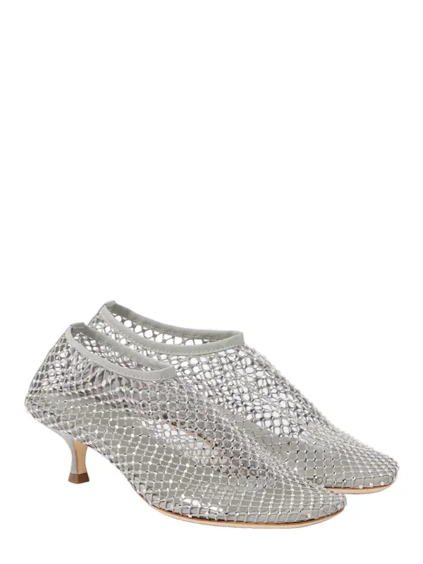 Christopher Esber Minette Crystal-embellished Fishnet Pumps - Silver