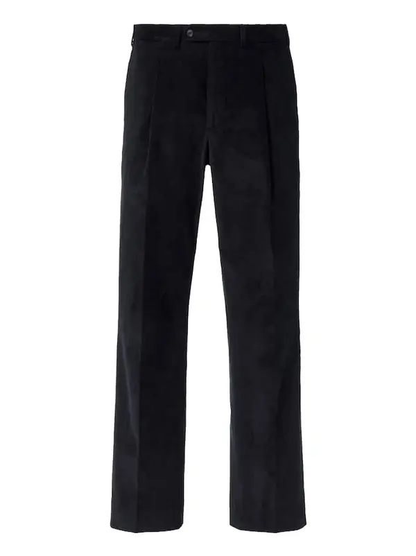 SAMAN AMEL Amo Cotton Corduroy Straight-leg Pants - Black