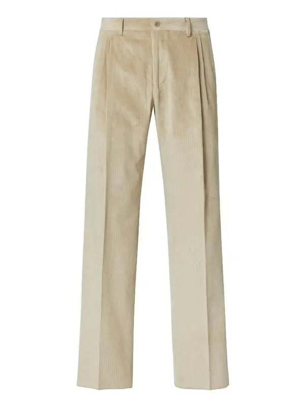 Canali Cotton Corduroy Straight Trousers - Beige