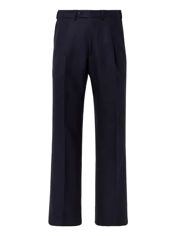 SAMAN AMEL Amo Wool Twill Straight-leg Pants - Blue