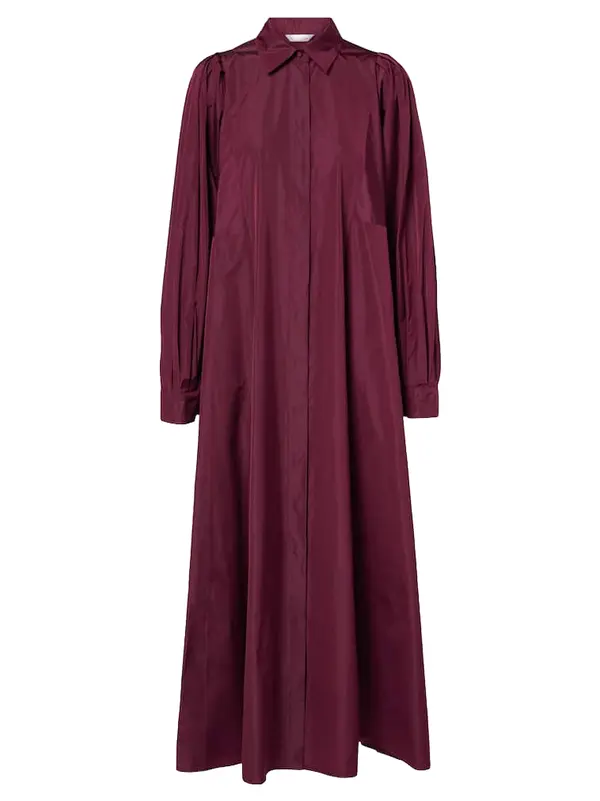 Max Mara Pucci Pleated Taffeta Maxi Dress - Burgundy