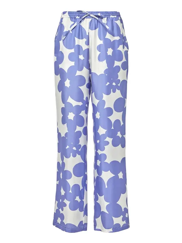 Marni Floral Print Silk Wide-leg Pants - Blue