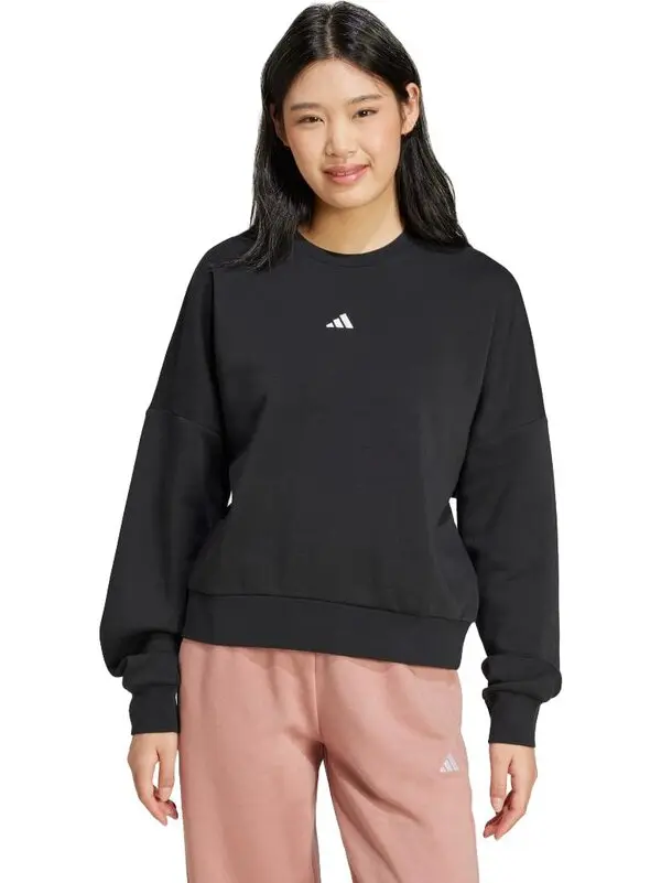Adidas Essentials Small Logo Feelcozy Sweatshirt - Black / White