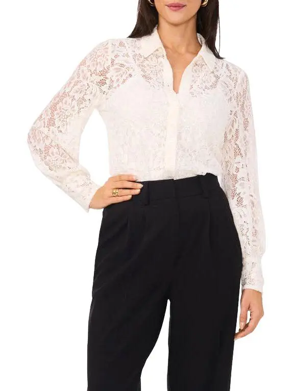 Vince Camuto Lace Button-up Shirt - New Ivory