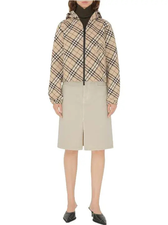Burberry Check Hooded Jacket - Alabaster