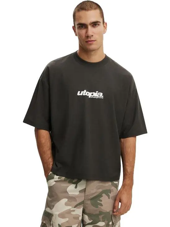 COTTON ON Cropped Fit Graphic T-shirt - Faded Slate Utopia