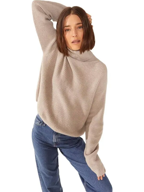 ITALIC Ellie Chunky Cashmere Turtleneck Sweater - Pebble Grey