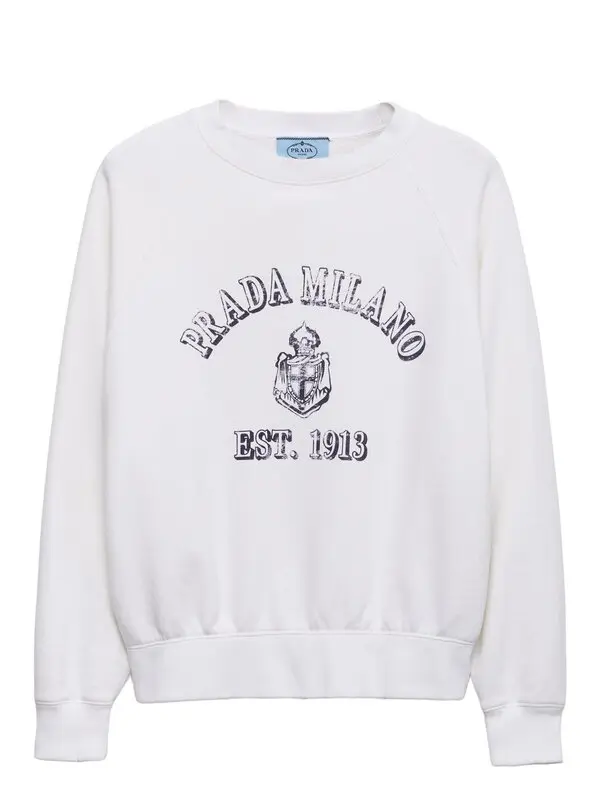 Prada Cotton Crew-neck Sweatshirt - White