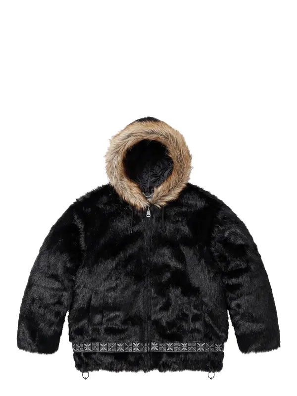Supreme Faux Fur Hooded Parka - Black