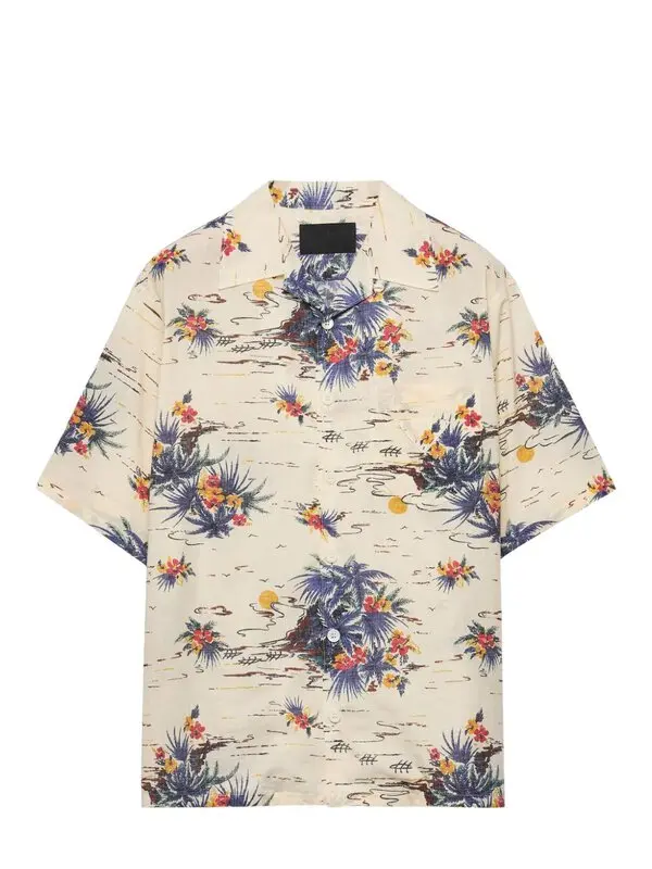 Prada Hawaii Print Bowling Shirt - Yellow