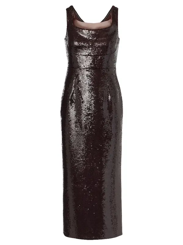 Roland Mouret Sequined Off-shoulder Cocktail Dress - Brown