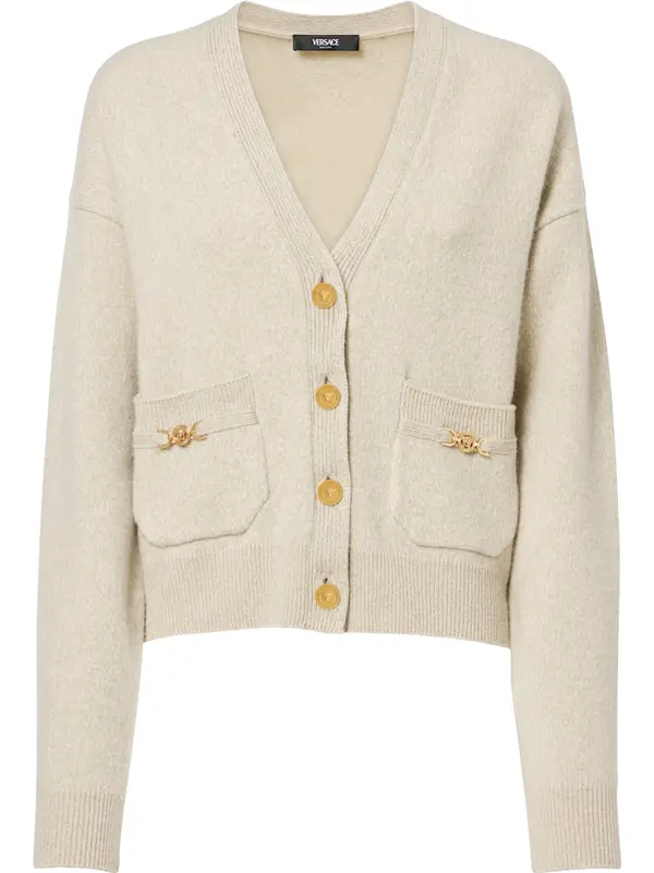 Versace Wool And Cashmere Cardigan - Beige