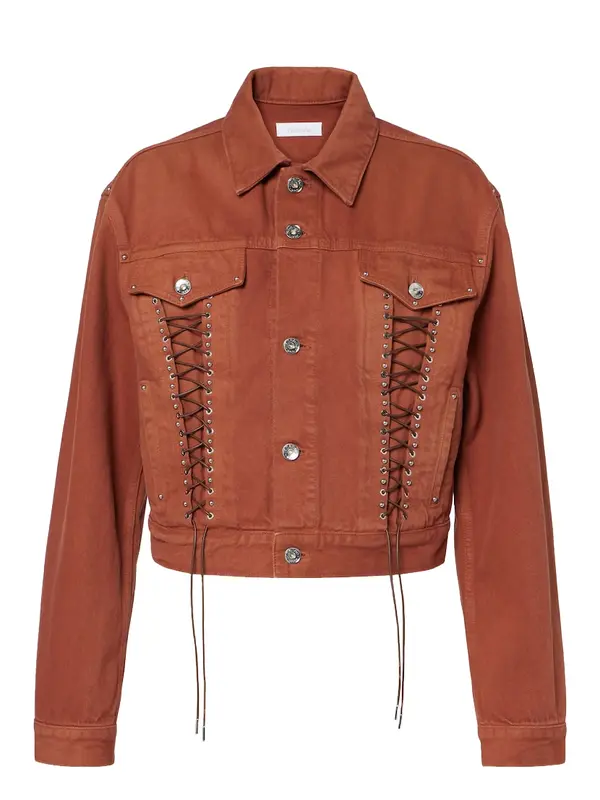 Rabanne Cropped Denim Jacket - Brown