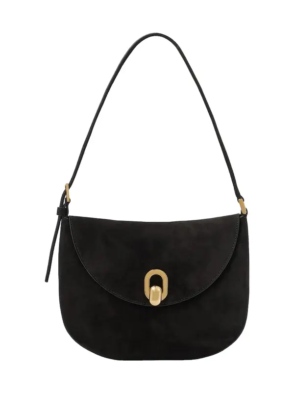 Savette Tondo Small Suede Shoulder Bag - Black