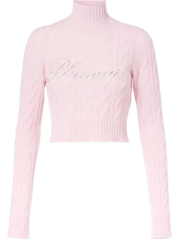 Blumarine Logo Cropped Sweater - Pink