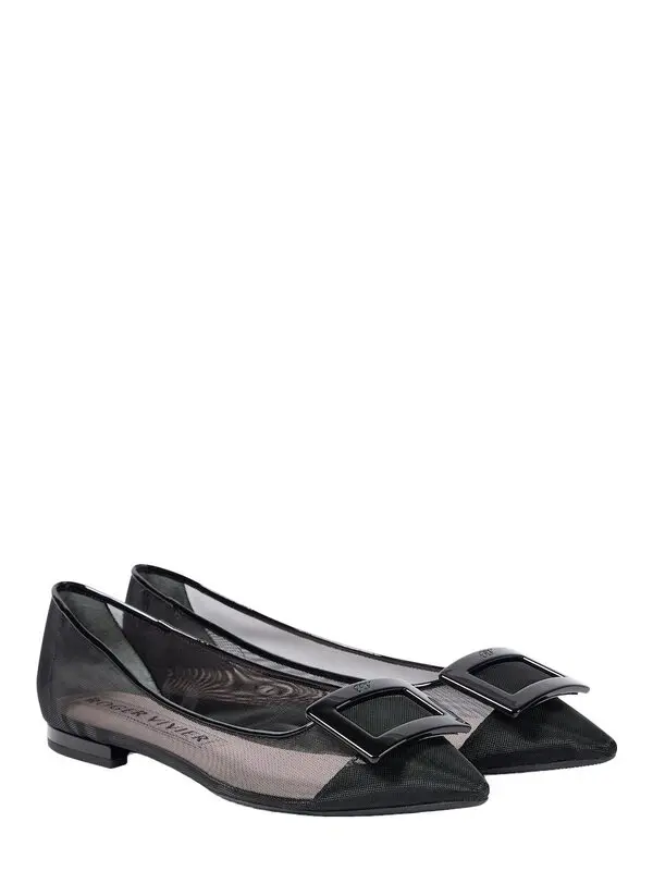 ROGER VIVIER Gommettine Mesh Ballet Flats - Black