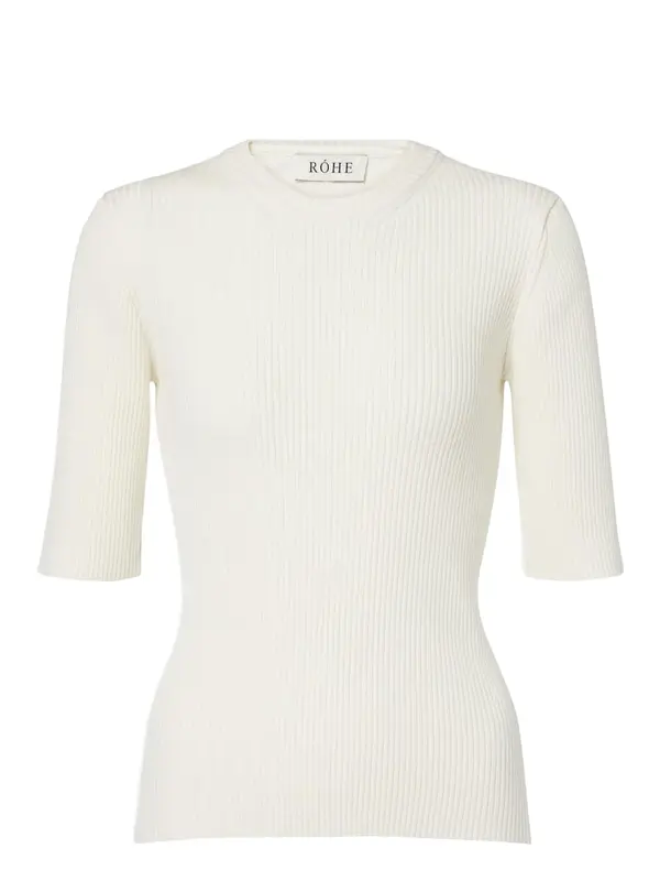 RÓHE Ribbed Knit Cotton-blend Top - White