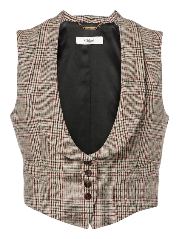 Chloé Prince Of Wales Wool-blend Waistcoat - Multicoloured