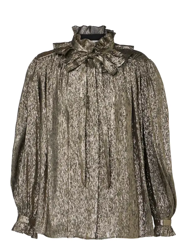 Chloé Ruffled Lamé Silk-blend Blouse - Metallic