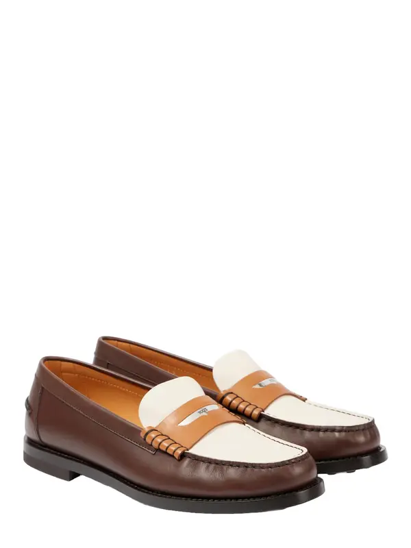 TOD'S Colorblocked Leather Penny Loafers - Multicoloured