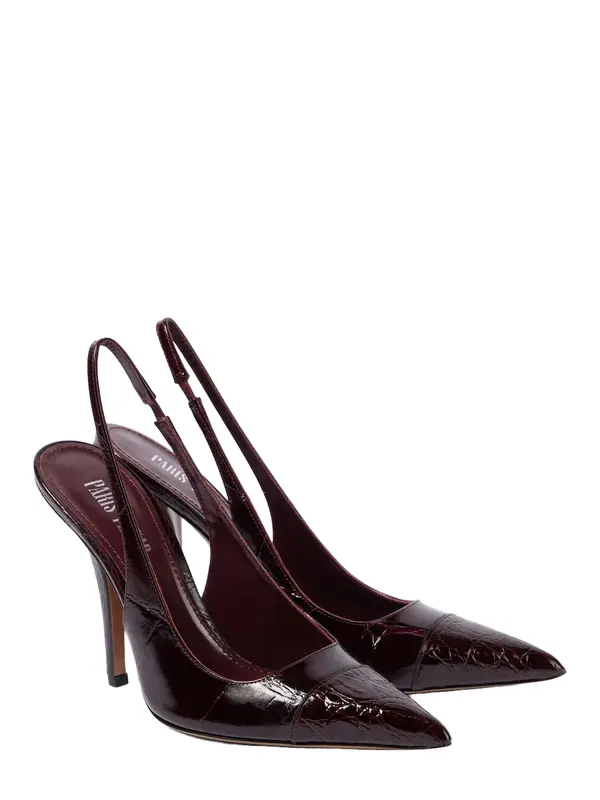 Paris Texas Miranda 105 Croc-effect Leather Slingback Pumps - Burgundy