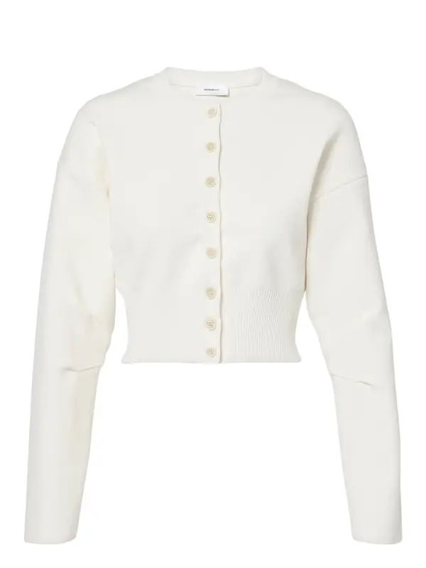 Wardrobe.NYC Cropped Buttoned Cardigan - White