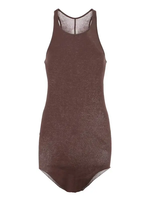 Rick Owens Ribbed-knit Cotton Tank Top - Brown