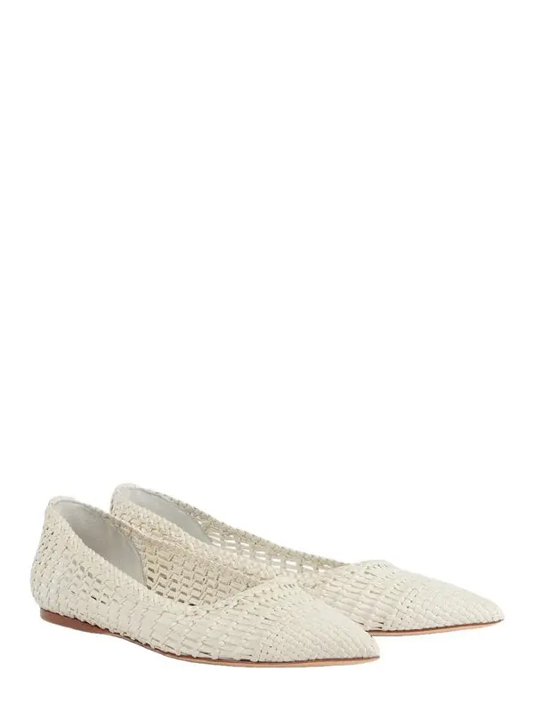 Gabriela Hearst Milos Woven Leather Ballet Flats - White