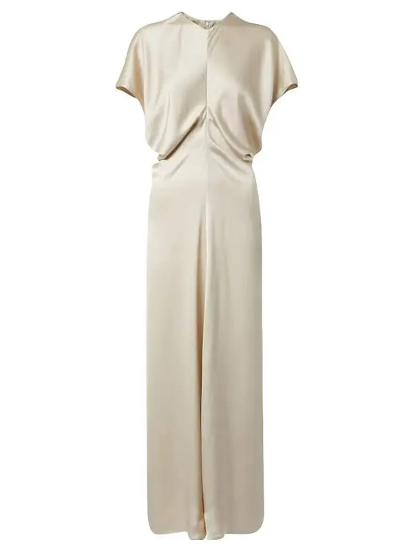 TOTEME Slouch Draped Satin Maxi Dress - White