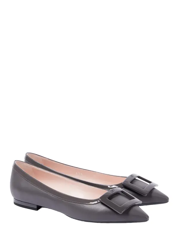 ROGER VIVIER Gommettine Leather Ballet Flats - Brown