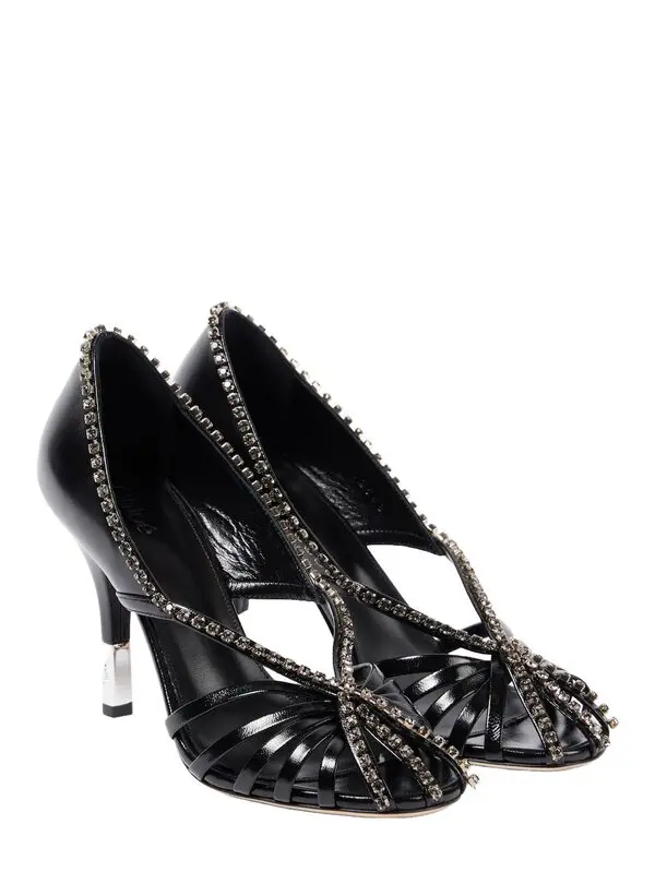 Chloé Leonie Embellished Leather Pumps - Black