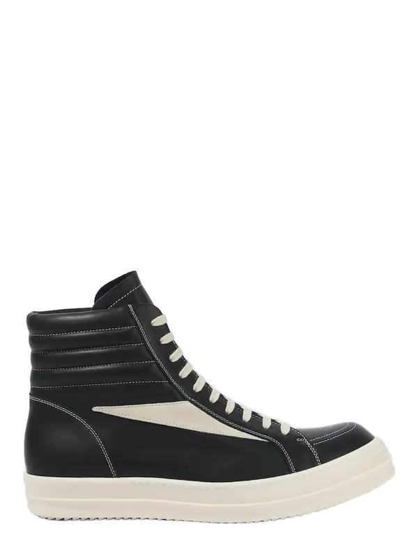 Rick Owens Sneaks High Leather Sneakers - Black