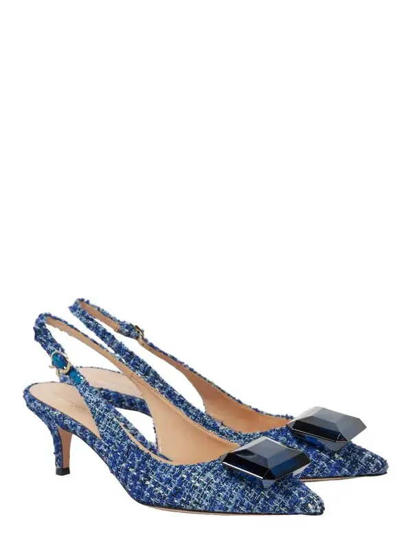 GIANVITO ROSSI Jaipur 55 Bouclé Slingback Pumps - Blue