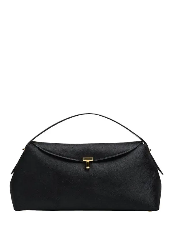 TOTEME T Lock Horsehair Top-handle Bag - Black