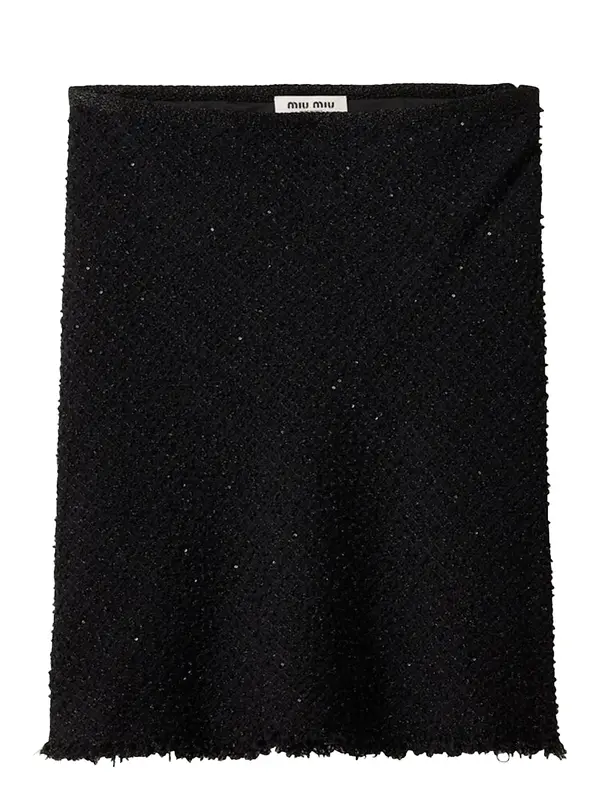 Miu Miu Lurex Wool Skirt - Nero