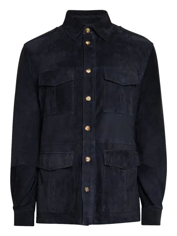 Brunello Cucinelli Suede Field Jacket - Navy