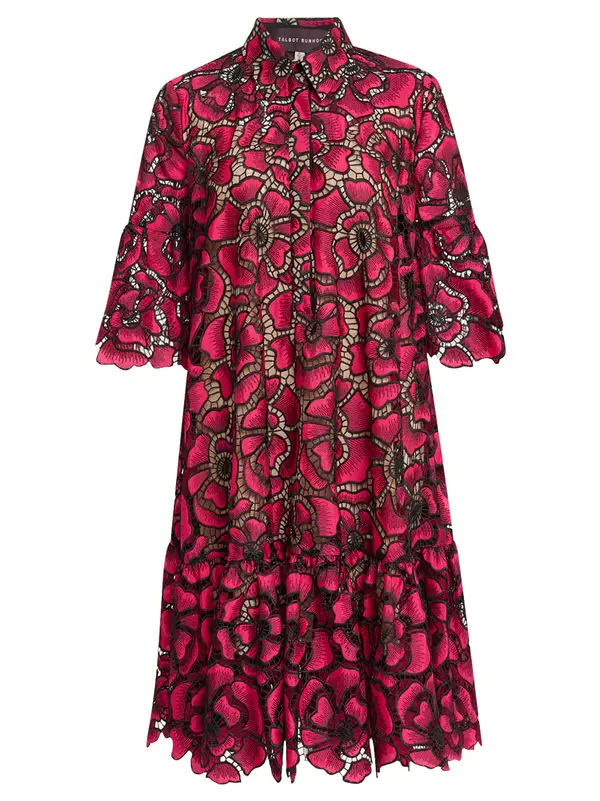 Talbot Runhof Embroidered Lace Shirtdress - Multi