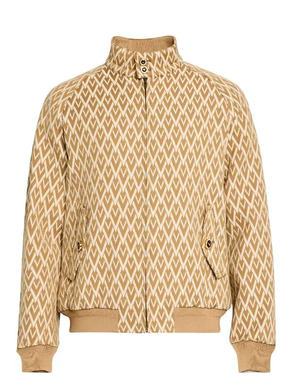Valentino Garavani V Jacquard Harrington Jacket - Camel/cream