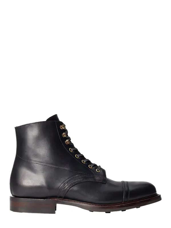 Ralph Lauren Leather Ankle Boots - Black
