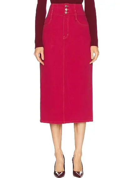 FRAME X Carolina Herrera Corset Midi Skirt - Currant