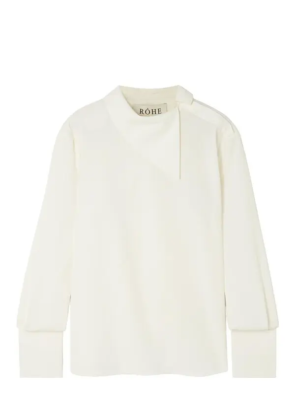 RÓHE Asymmetric Wool-blend Blouse - Cream