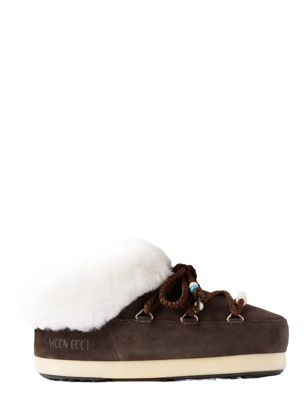 Moon Boot Evx Beaded Shearling Mules - Brown