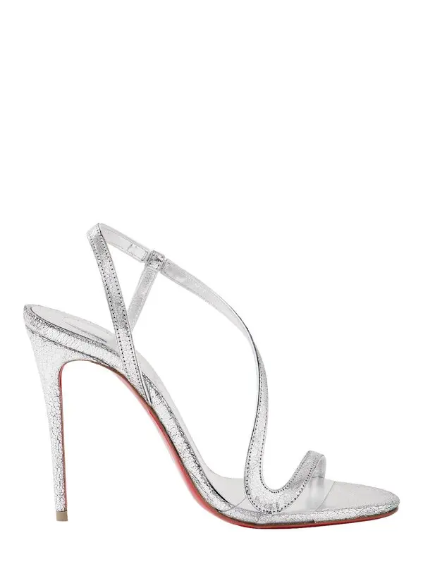 CHRISTIAN LOUBOUTIN Rosalie 100 Metallic Cracked-leather Slingback Sandals - Silver